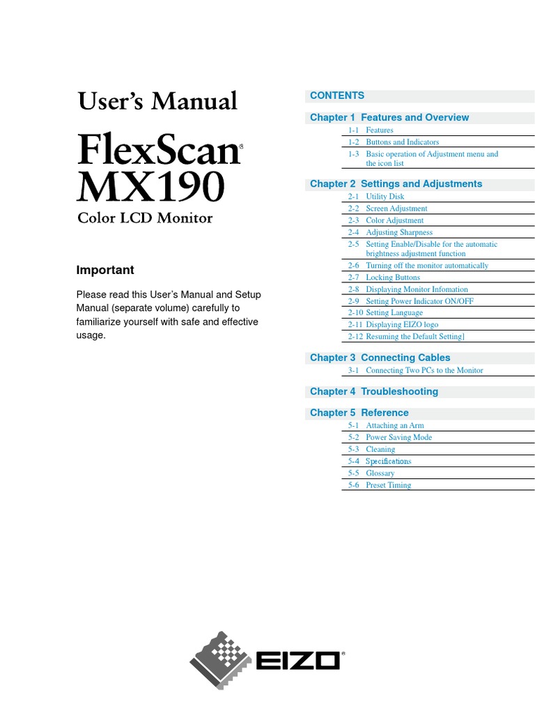 Eizo FlexScan MX190 User Manual | PDF