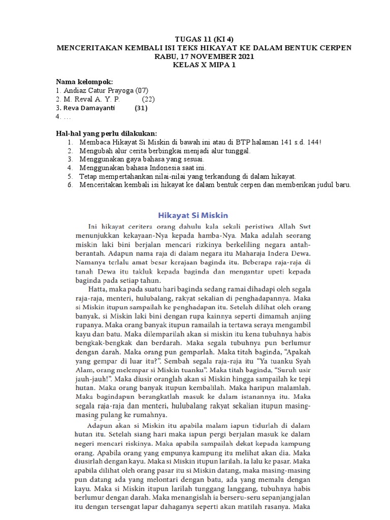 Bind - Tugas Kelompok - Hikayat Si Miskin | PDF