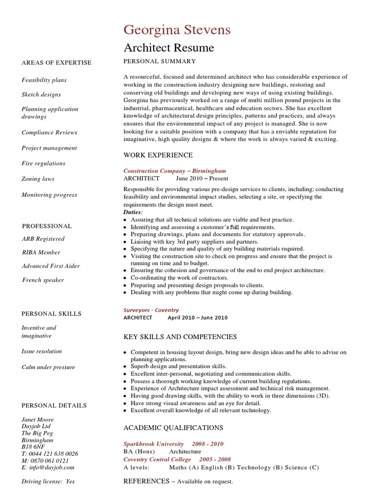 Architect Resume Template Two | PDF | Architect