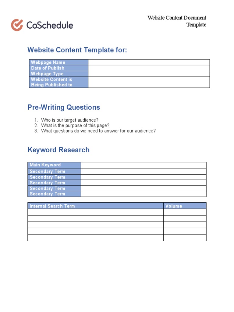 Website Content Template | PDF