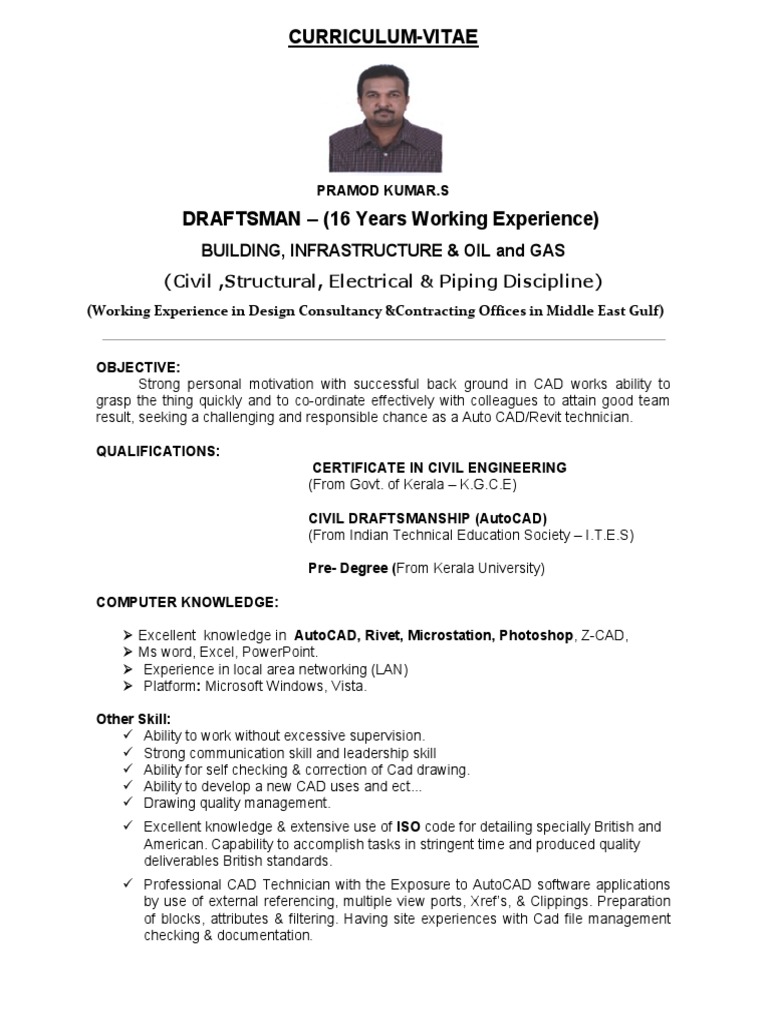 Curriculum-Vitae: Building, Infrastructure & Oil and Gas (Civil ...