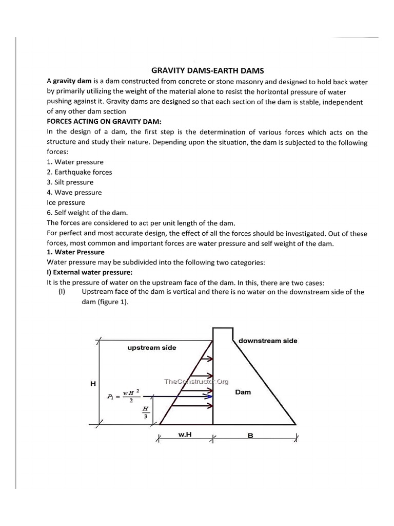 Gravity Dam and Eathen Dam | PDF