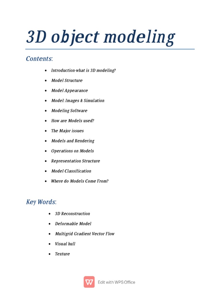 3d Object Modeling | PDF