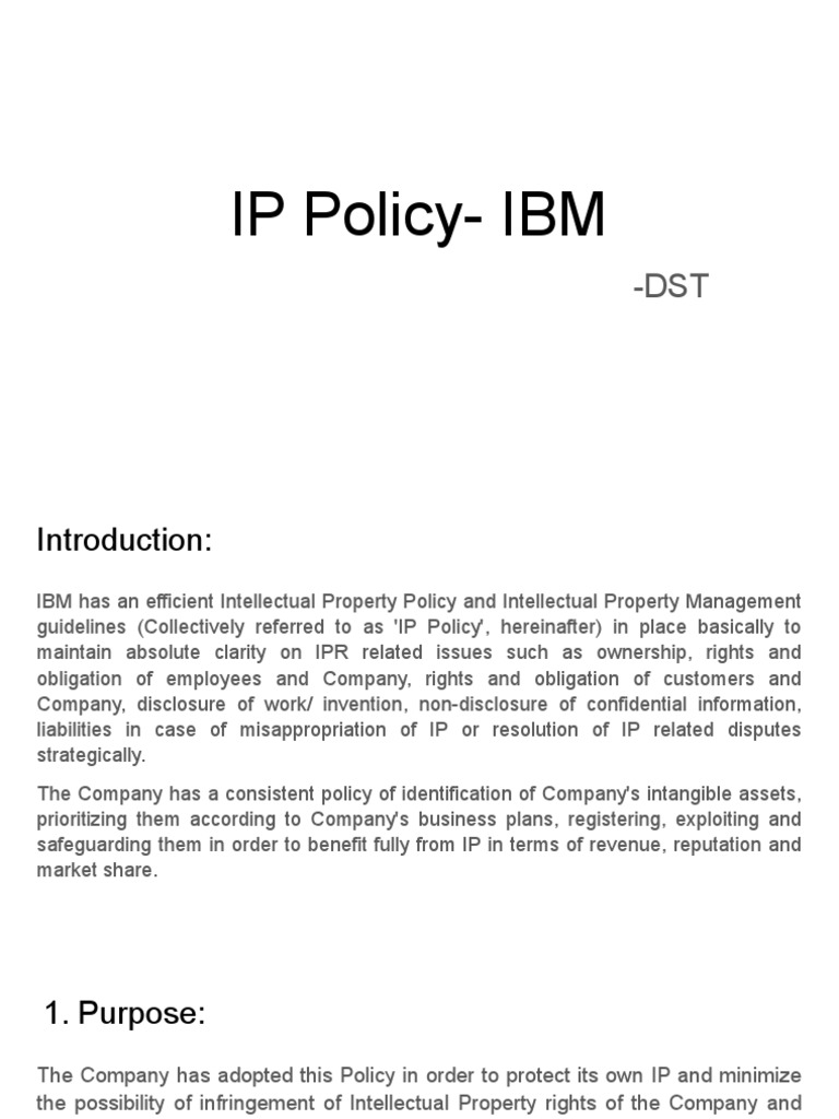 IP Policy - IBM PPT - 19IP63014 - D Sravan Teja | PDF | Intellectual ...