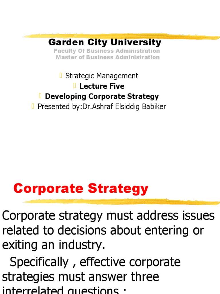 Developing Corporate Strategy | PDF | Strategic Management | Business ...