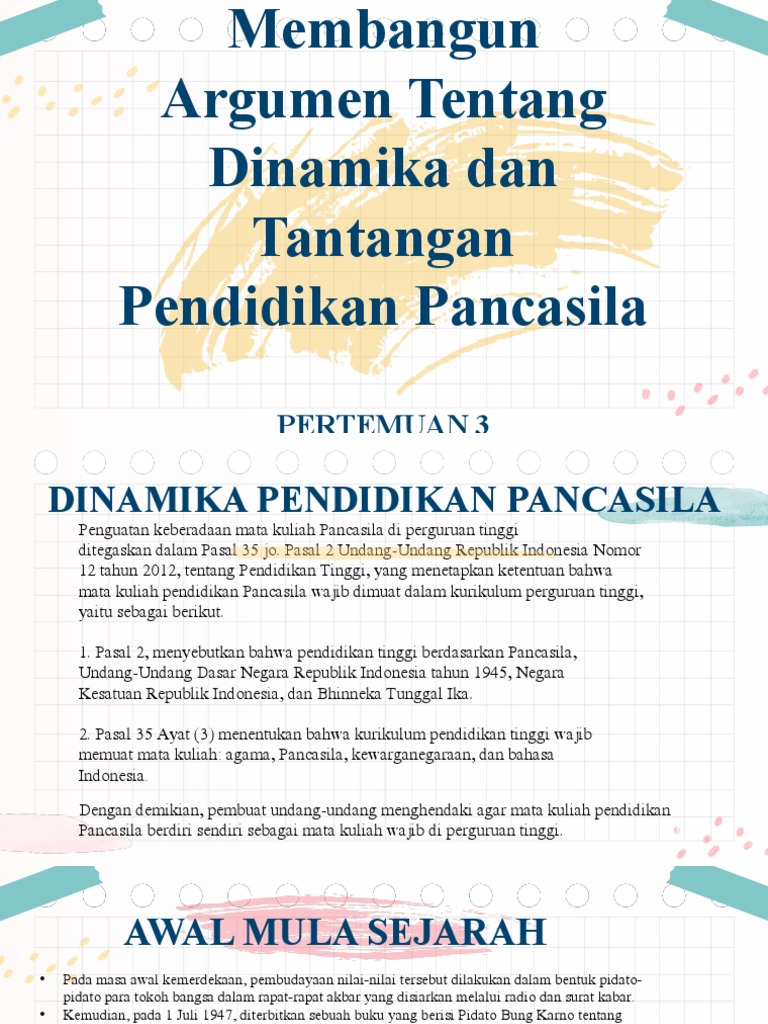 PERTEMUAN 2 Dinamika Tantangan Pendidikan Pancasila | PDF