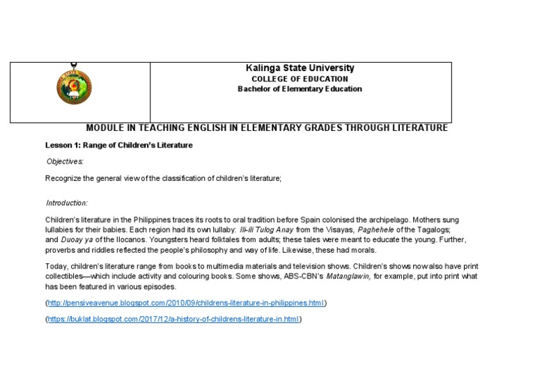 Overview of Children's Literature in PH | PDF