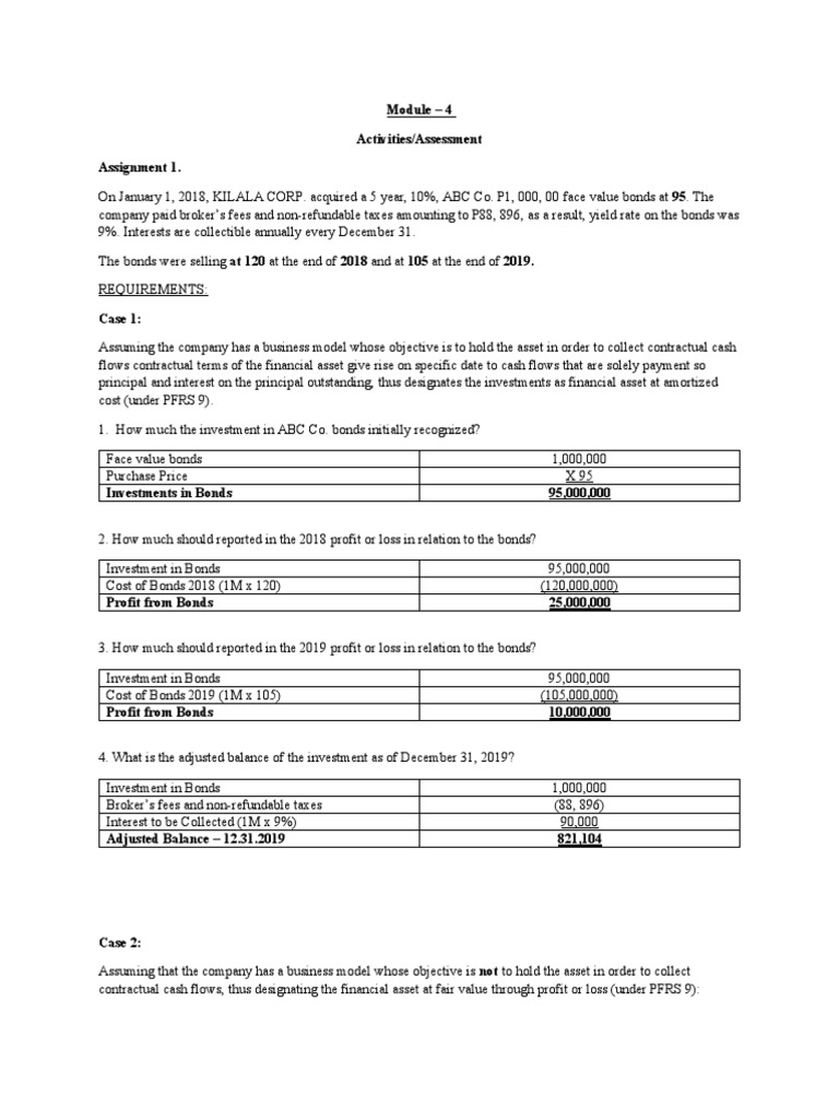 Module - 4 Activities/Assessment Assignment 1 | PDF | Bonds (Finance ...