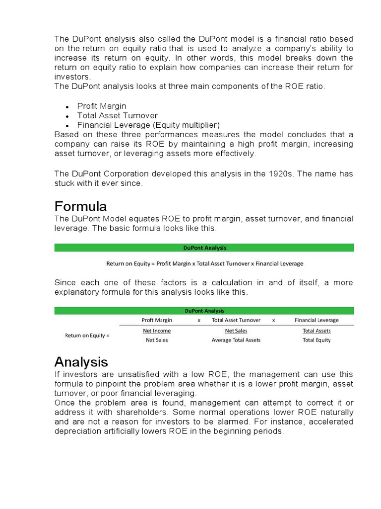 DuPont Formula - ST | PDF | Career & Growth