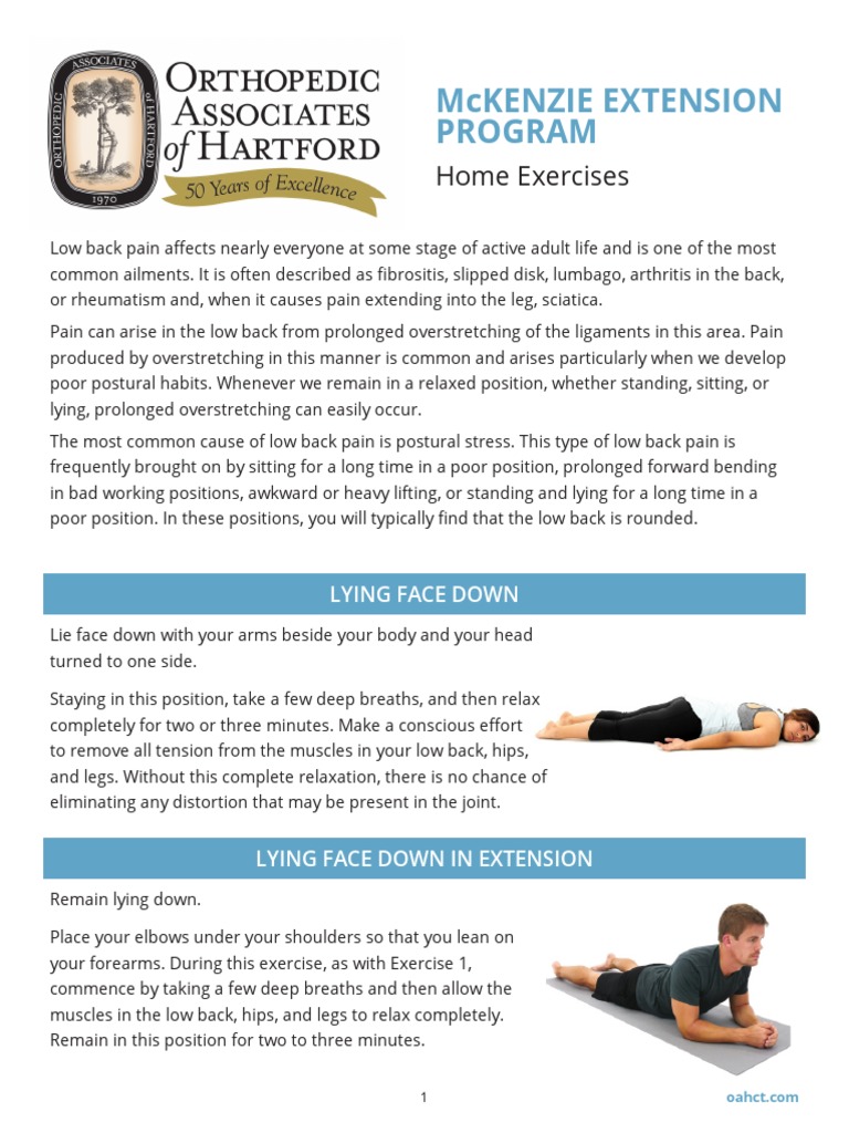 Mckenzie Extension Program: Home Exercises | PDF | Anatomical Terms Of ...