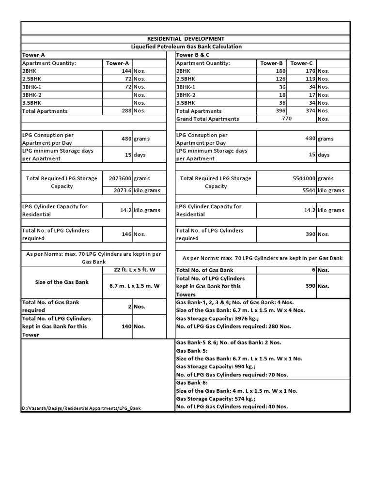 LPG GAS Bank Calculation Sample | PDF | Liquefied Petroleum Gas | Chemical Industry