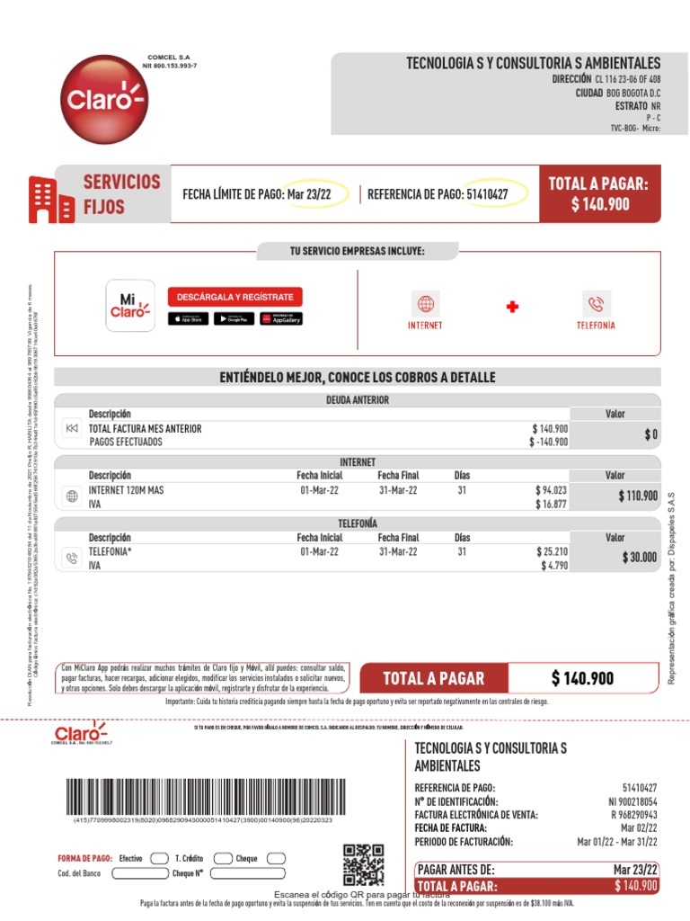 R968290943 Factura Claro | PDF | Factura | Internet
