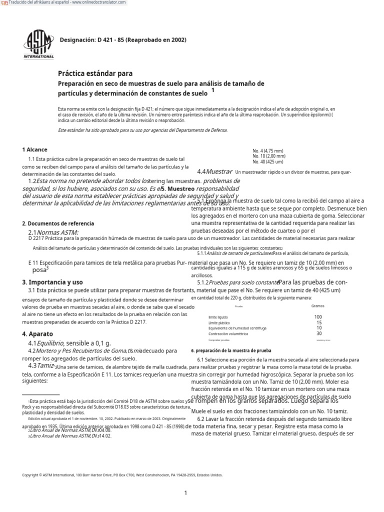 Astm D 421 | PDF