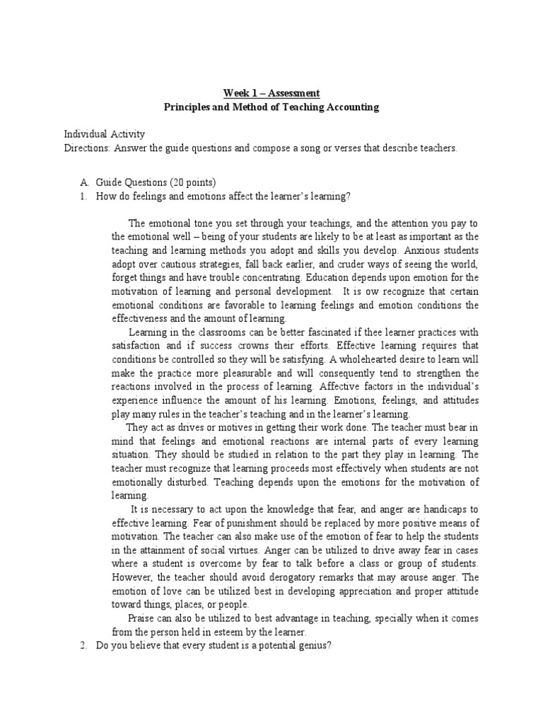Week 1 - Assessment Principles and Method of Teaching Accounting | PDF ...