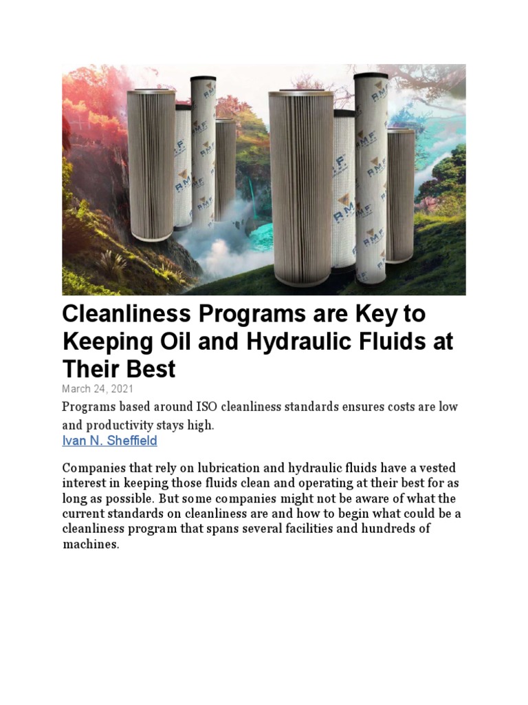 Cleanliness Programs Are Key To Keeping Oil and Hydraulic Fluids at ...