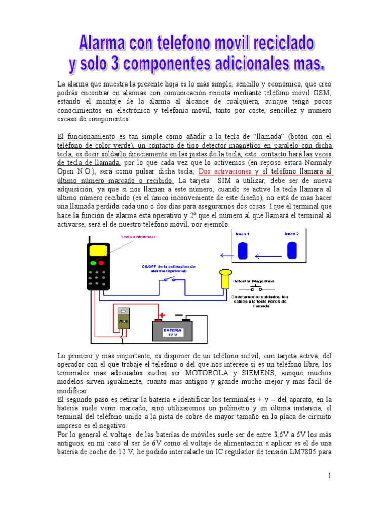 Alarma Con Movil GSM | PDF | Teléfonos móviles | Teléfono