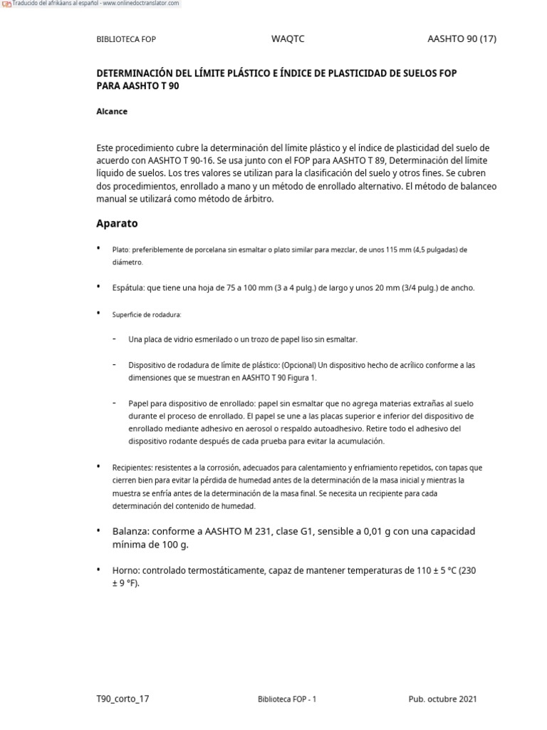 Aashto T 90 | PDF | Agua | Suelo