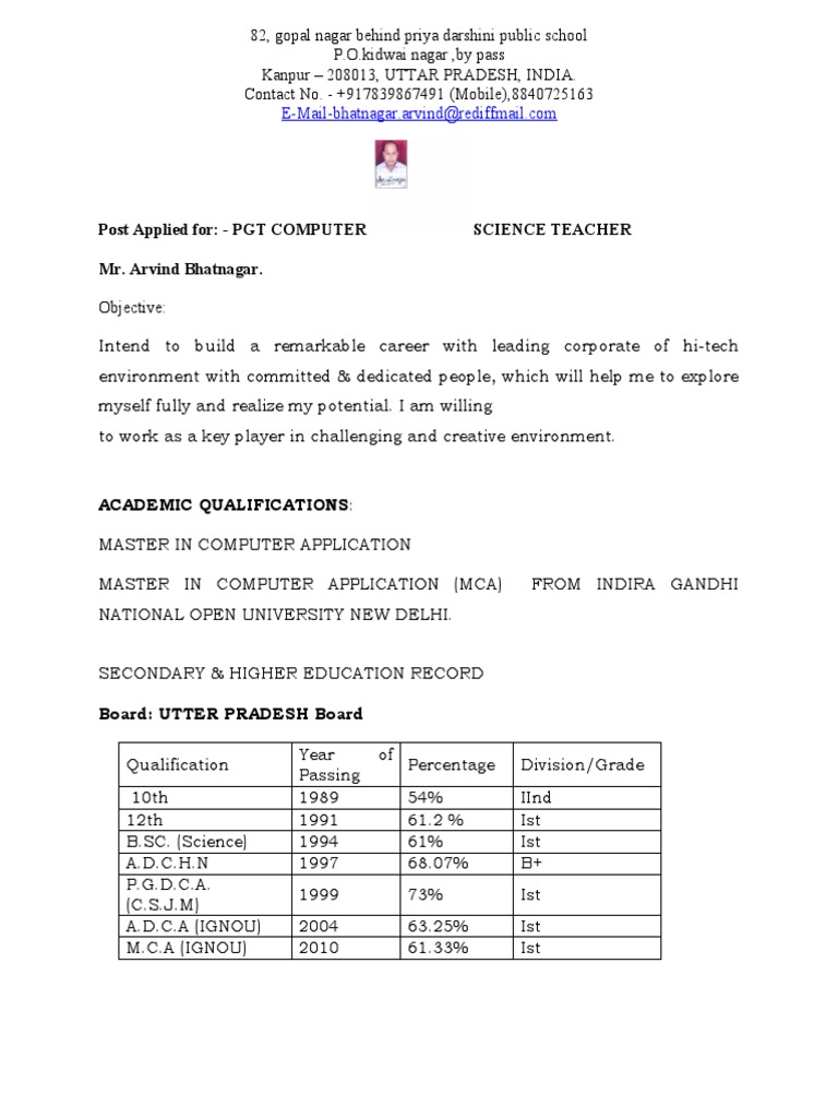 Biodata-Arvind Bhatnagar 1 | PDF | Microsoft Windows | Information Technology Management