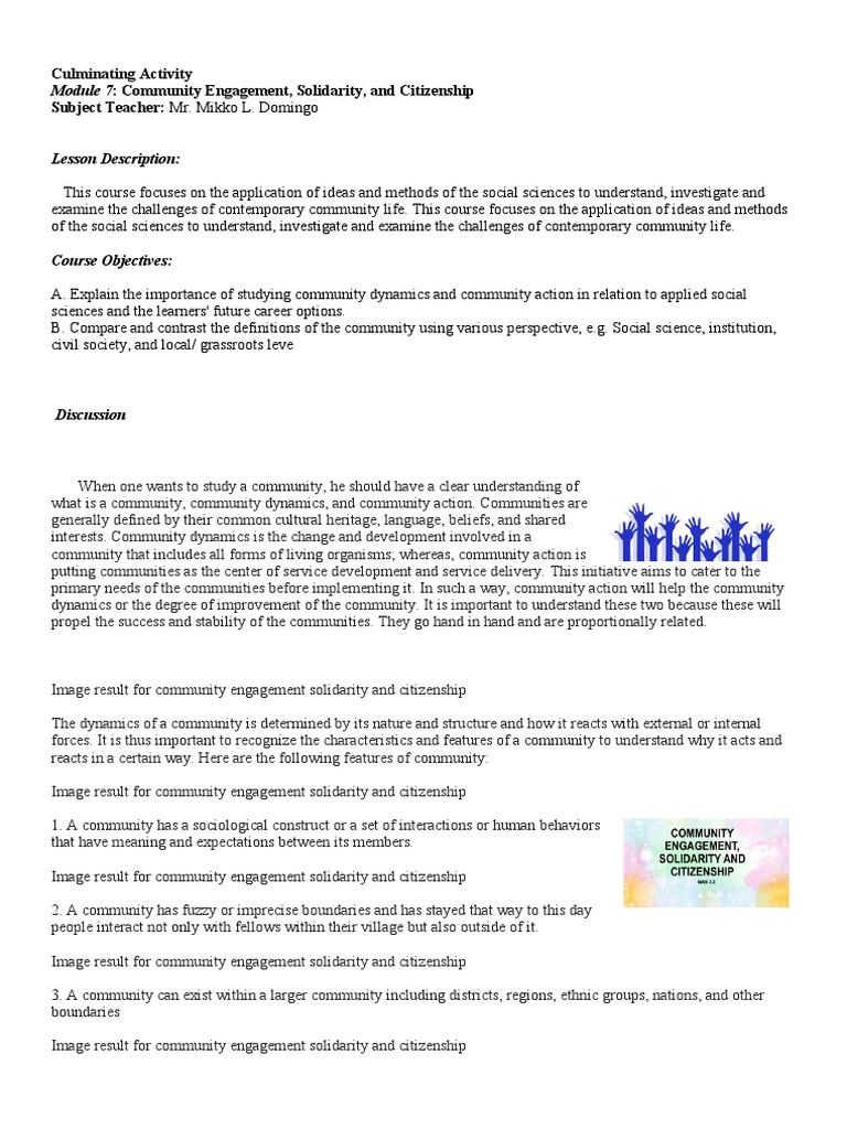 Module 7: Community Engagement, Solidarity, and Citizenship ...