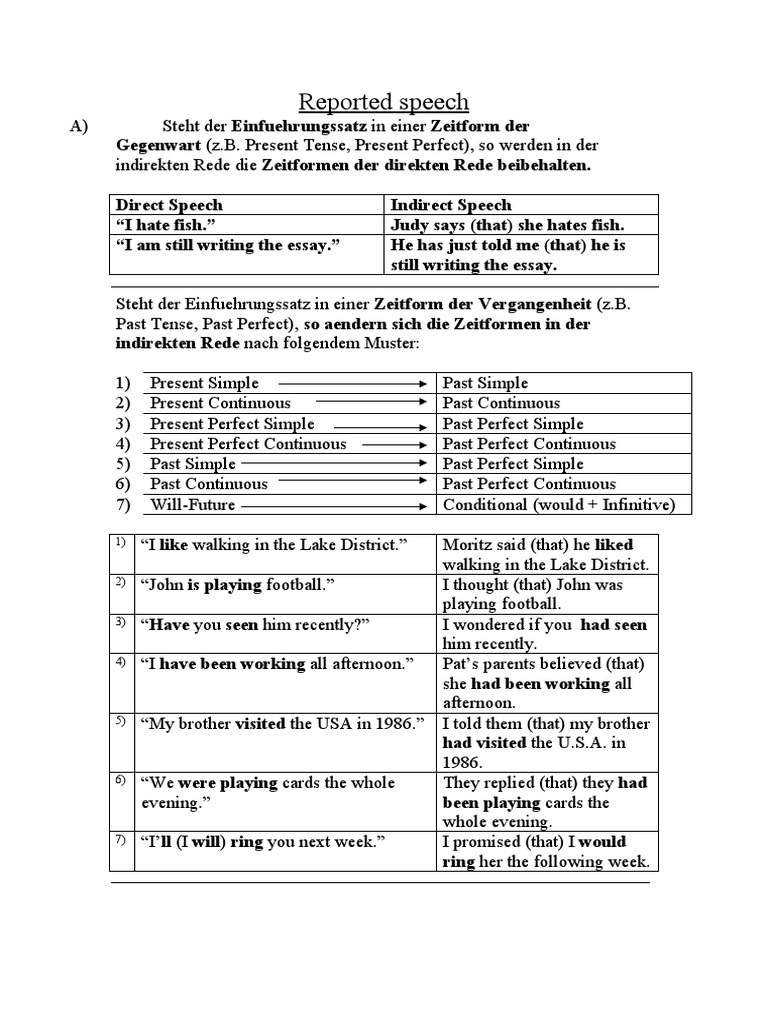 Reported Speech Erklärung Wichtig | PDF | Syntax | Semantic Units