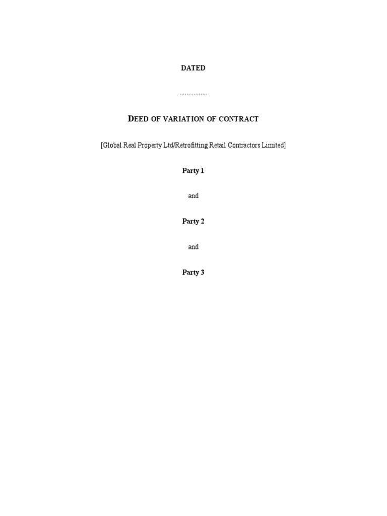 Deed of Variation (Template) | PDF | Guarantee | Clause