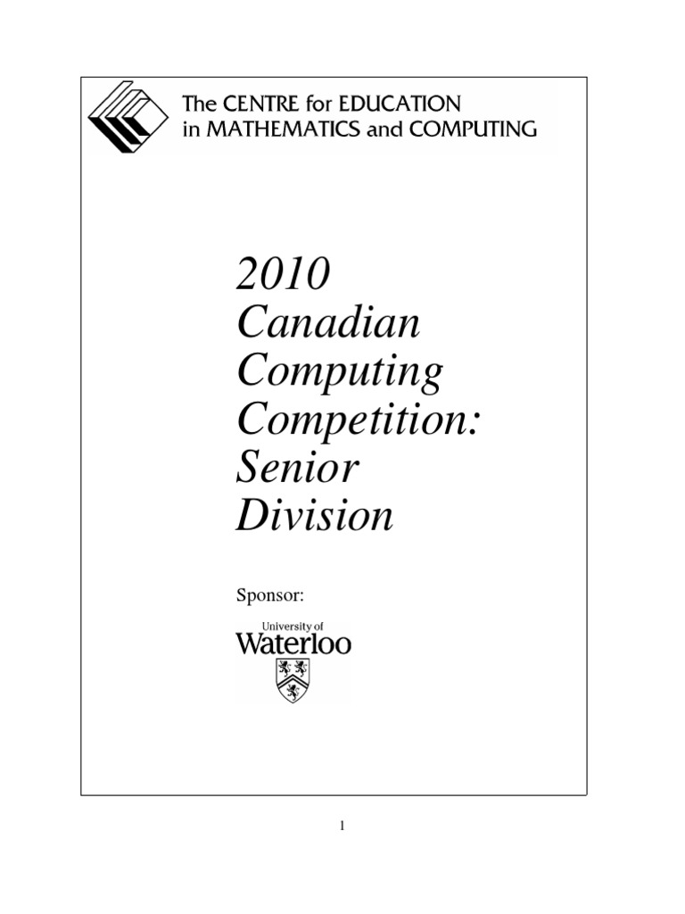 2010 Canadian Computing Competition: Senior Division: Sponsor | PDF ...