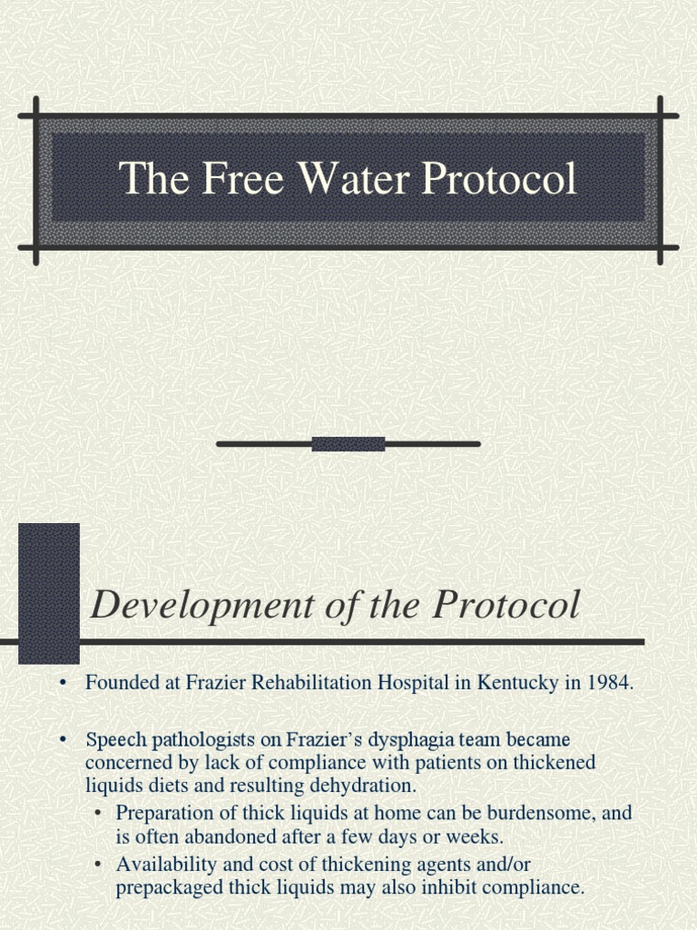 The Free Water Protocol: A Solution to Compliance Issues and ...