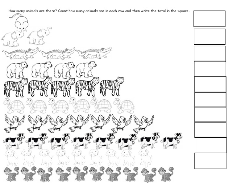 Counting Animals Worksheet 1-10 | PDF