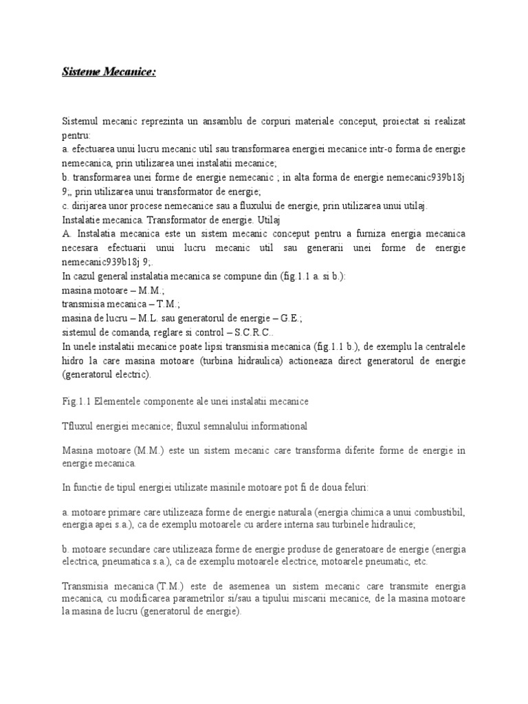 Sisteme Mecanice | PDF