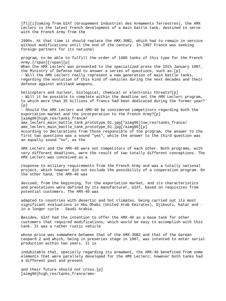 Amx Leclerc Main Battle Tank For The Year 2000 | PDF | Bit | Read Only ...