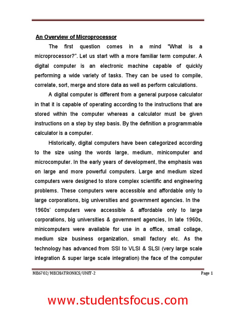 An Overview of Microprocessor | PDF | Microprocessor | Microcontroller