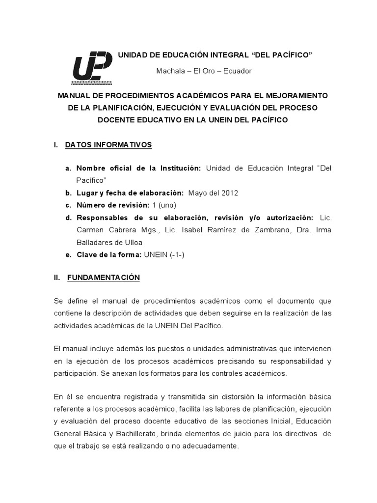 2 Manual de Procesos - Academicos | PDF | Evaluación | Maestros