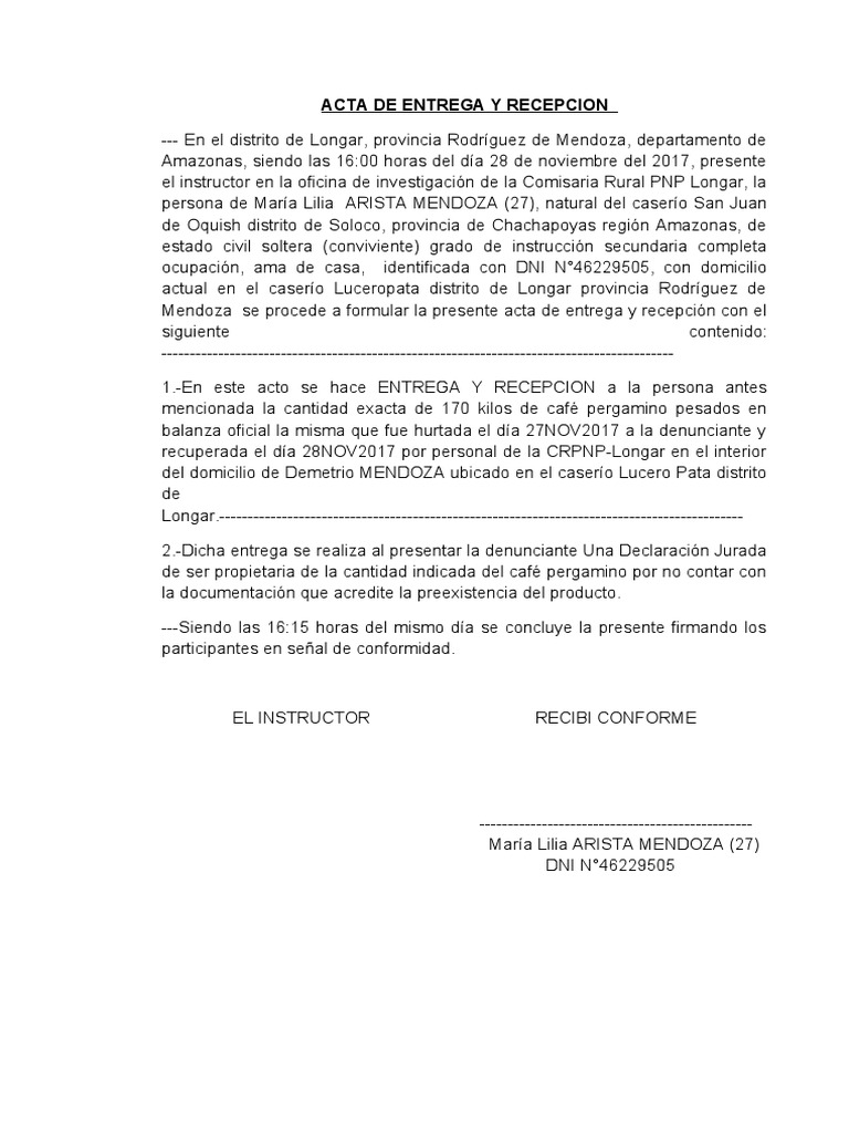 Acta de Entrega-Recepcion | PDF