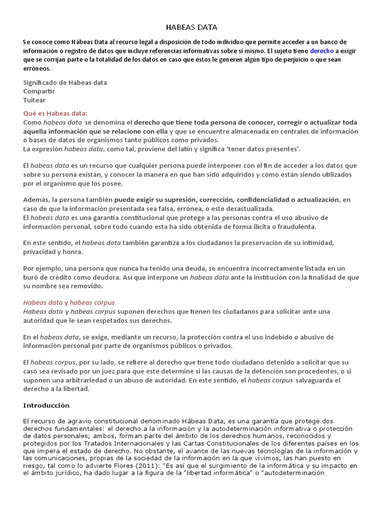 El derecho a la información y la protección de datos personales ...