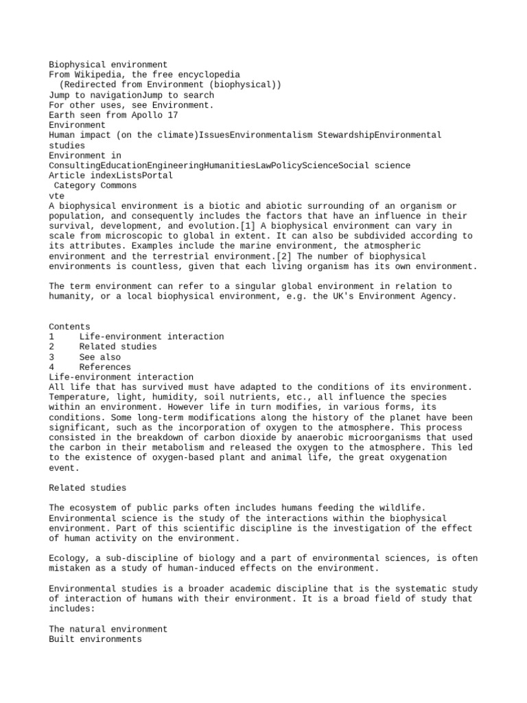Biophysical Environment | PDF | Ecology | Earth Sciences