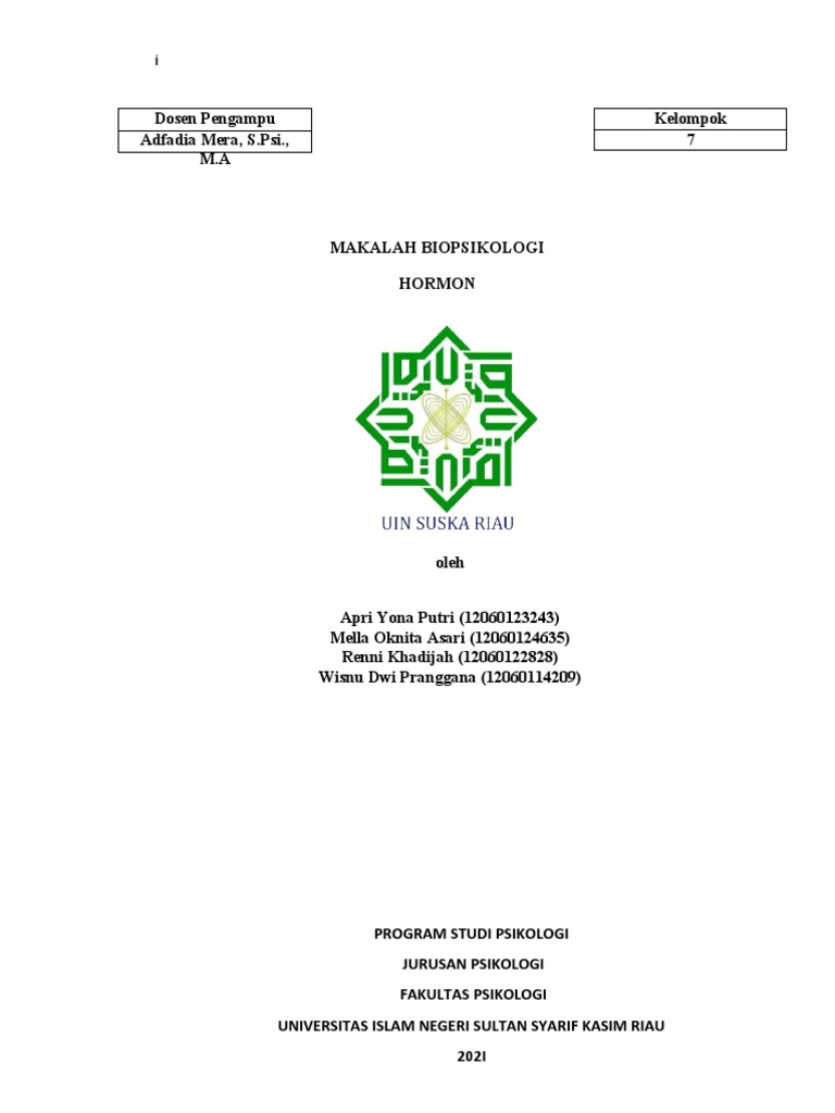 Makalah Biopsikologi Hormon Pdf