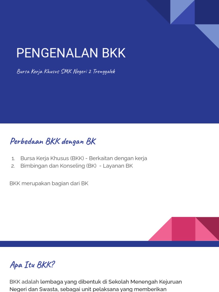 Pengenalan Bursa Kerja Khusus (BKK) | PDF | Karier & Perkembangan ...
