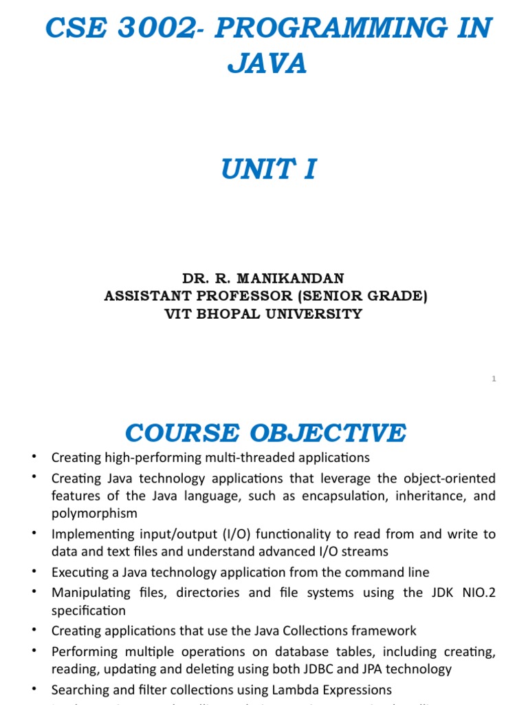 Dr. R. Manikandan Assistant Professor (Senior Grade) Vit Bhopal ...