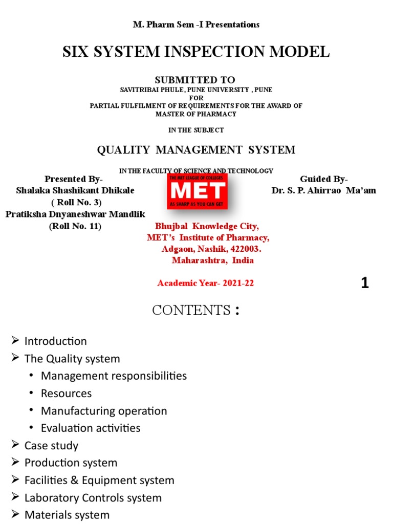 Six System Inspection Model | PDF | Quality Management System ...