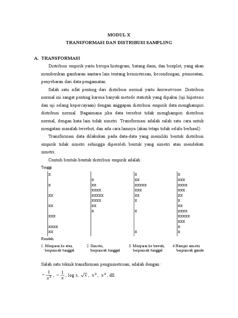 Modul 10 Transformasi Dan Distribusi Sampling | PDF