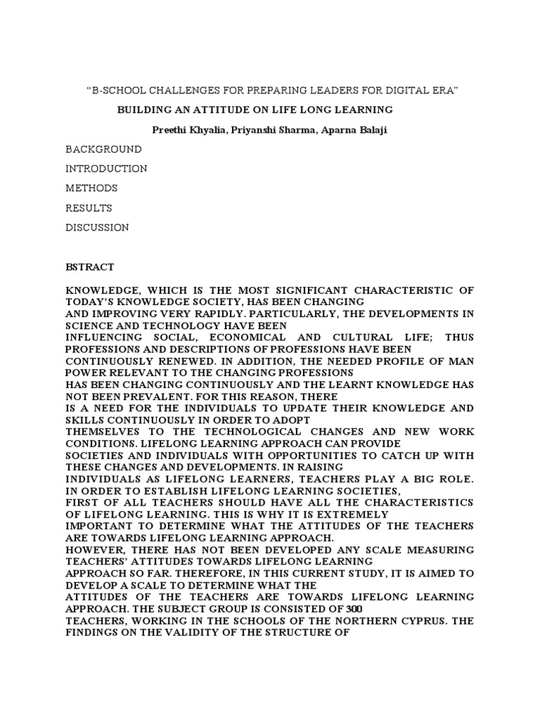 Building An Attitude For Life Long Learning | PDF | Teachers | Attitude ...