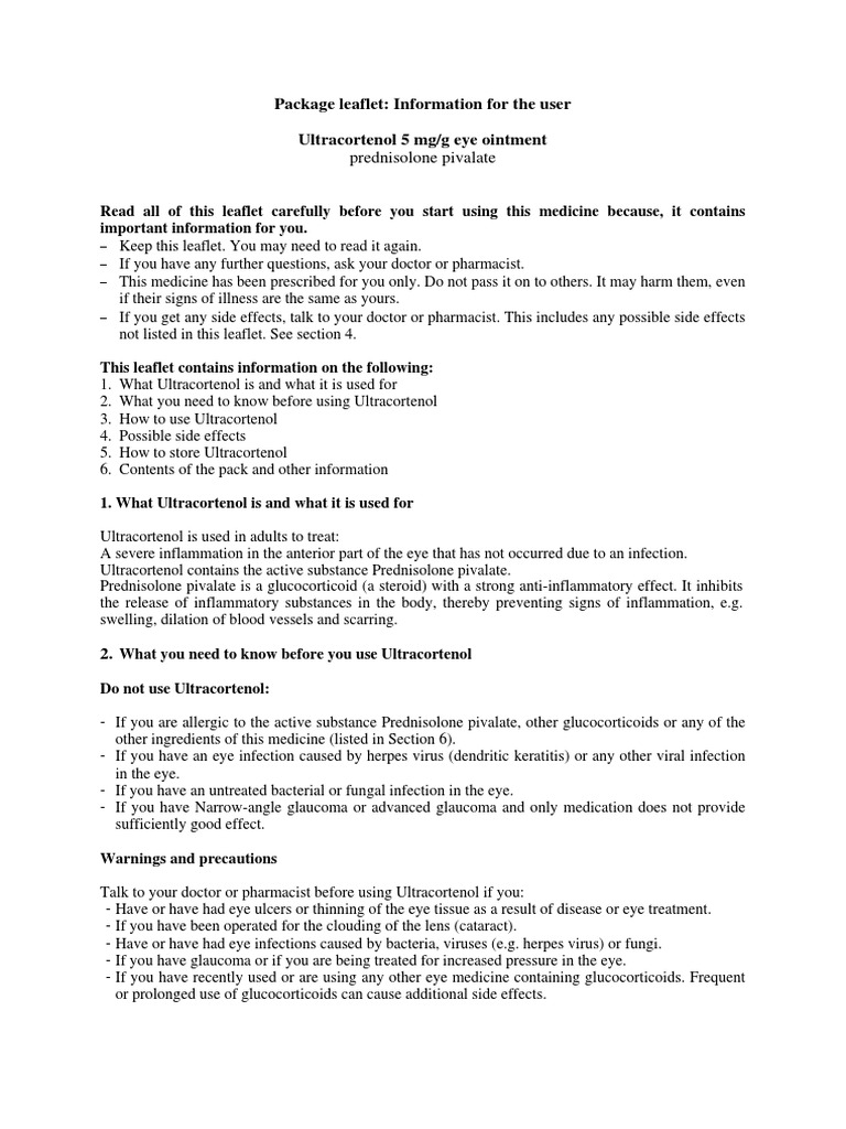 Ultracortenol 5mg Eye Ointment Guide | PDF | Clinical Medicine ...