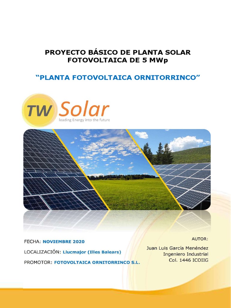 Proyecto Basico Planta Fotovoltaica | PDF | Fotovoltaica | Inversor de ...