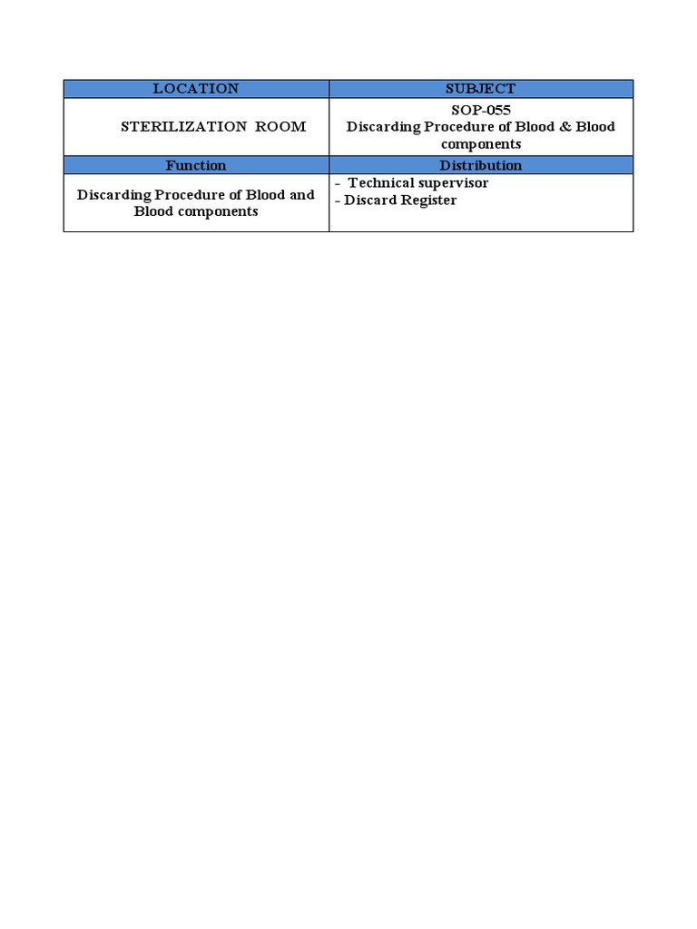 Sop Table | PDF
