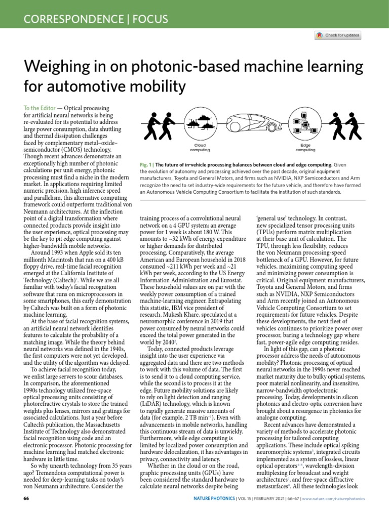Weighing in On Photonic-Based Machine Learning For Automotive Mobility ...