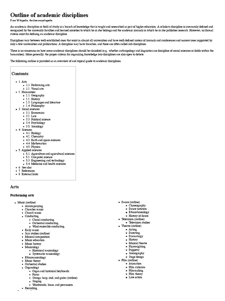 Outline of Academic Disciplines - Wikipedia | PDF | Economics | Psychology