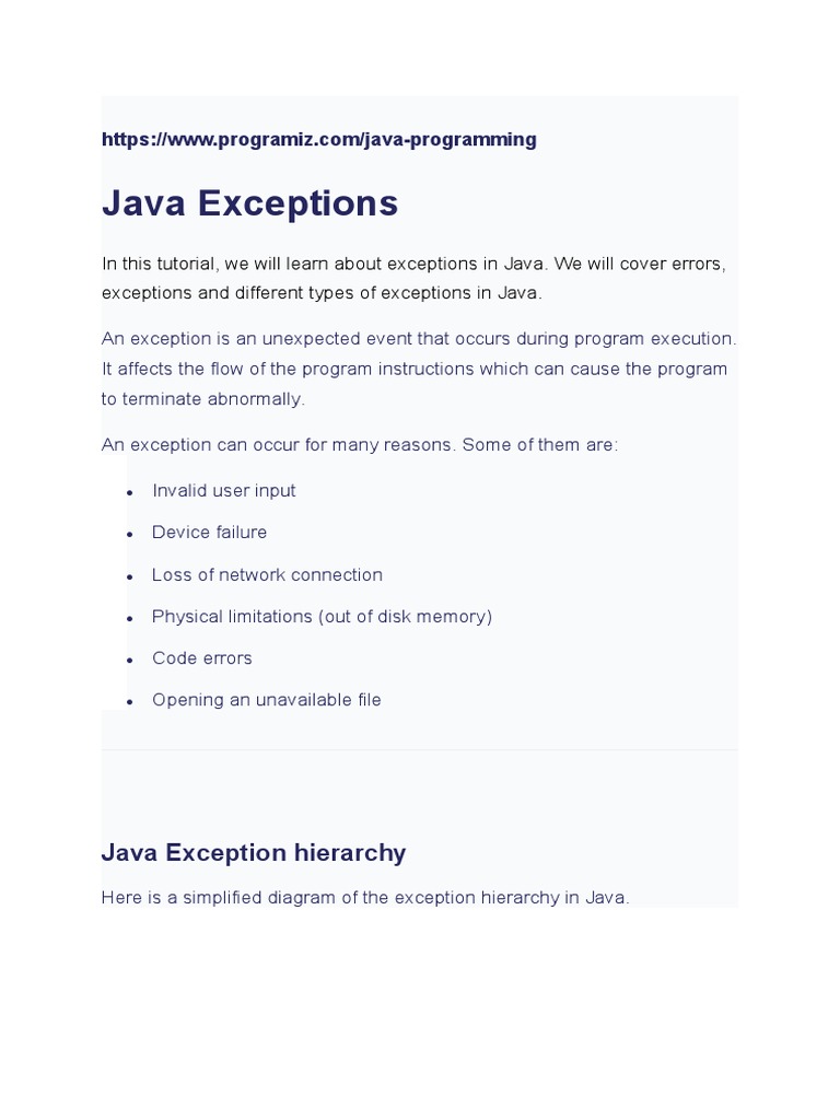 Exception Handling Pdf Class Computer Programming Method Computer Programming 6280