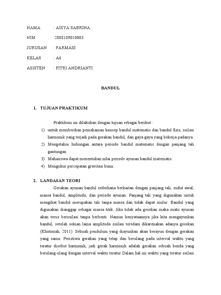 Eksperimen Bandul Matematis dan Fisis | PDF | Griya & Taman | Sains ...