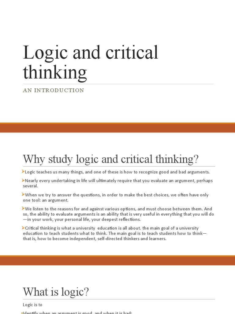 Intro Logic and Critical Thinking | PDF | Critical Thinking | Thought