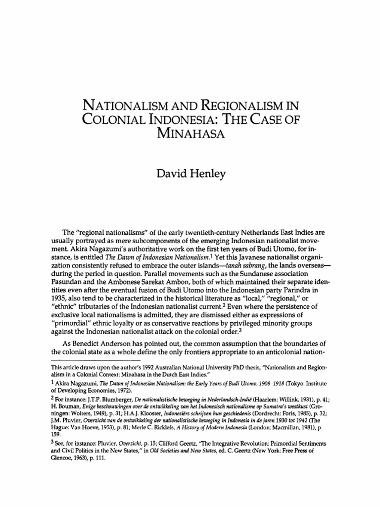 Nationalism and Regionalism in Colonial Indonesia | PDF | Nationalism